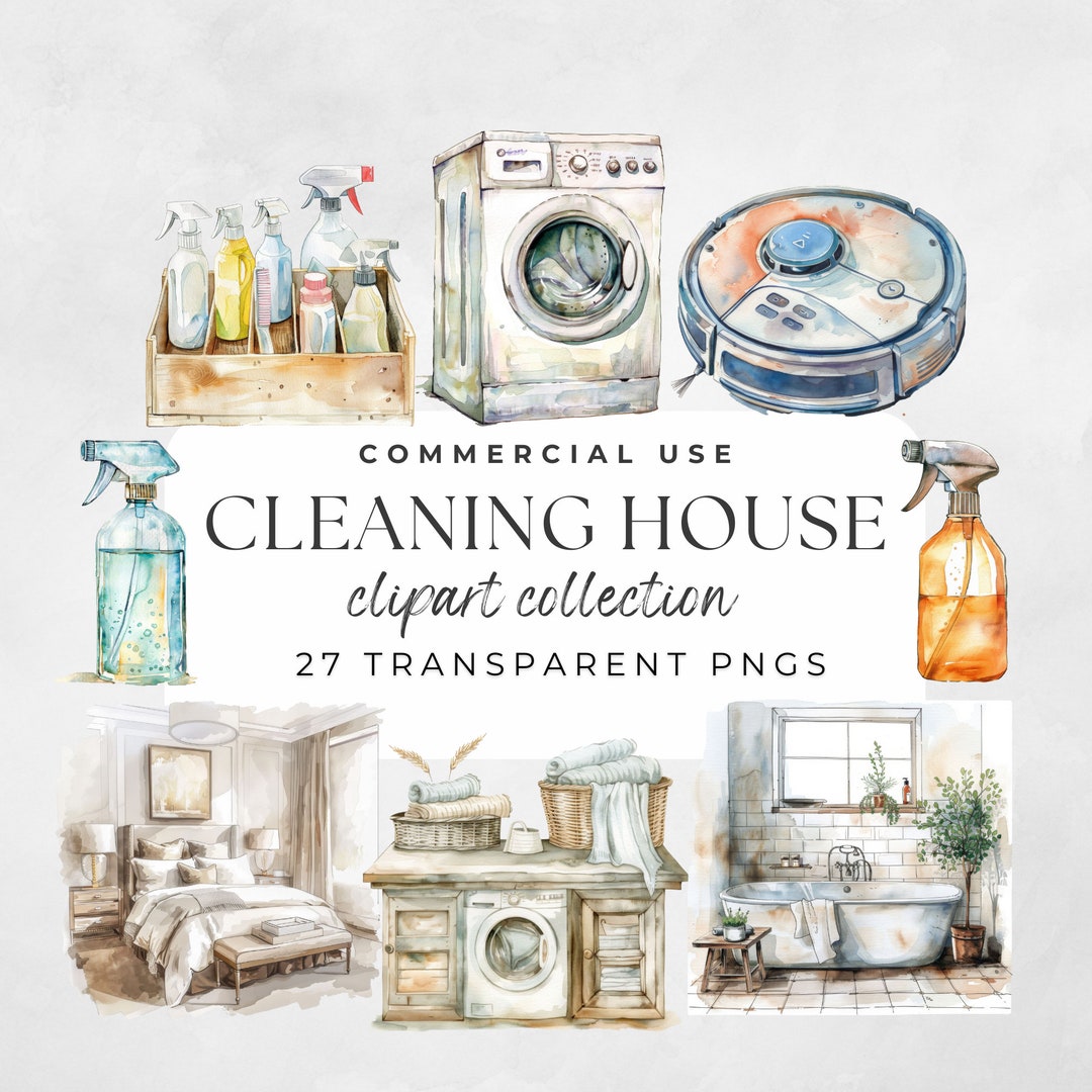 Cleaning Clip Art, Laundry Clipart, Housekeeping Cleaning Supplies ...