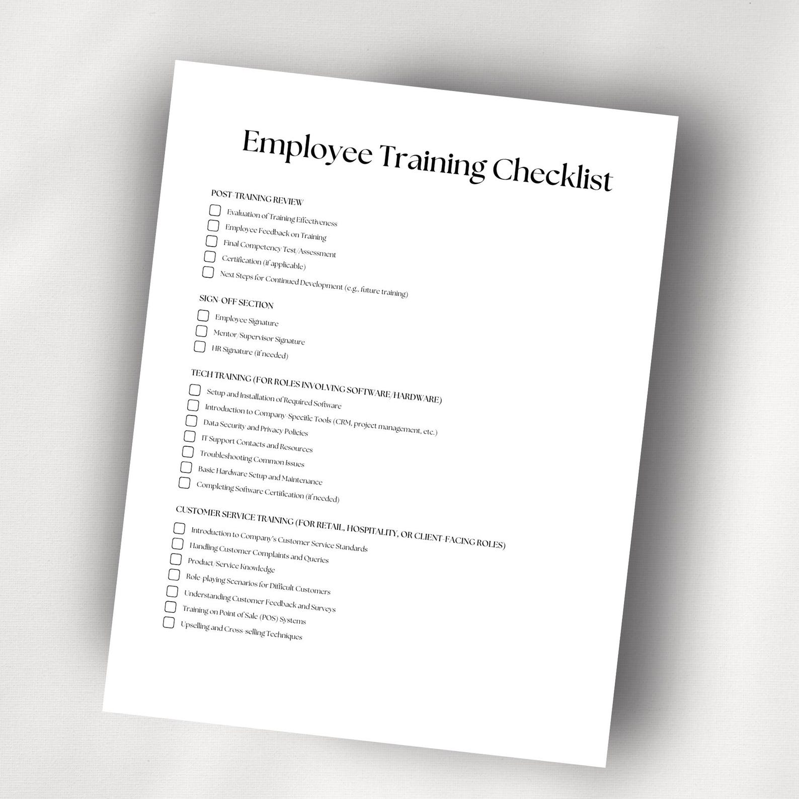 Employee Training Checklist Onboarding New Hire Checklist Onboarding ...