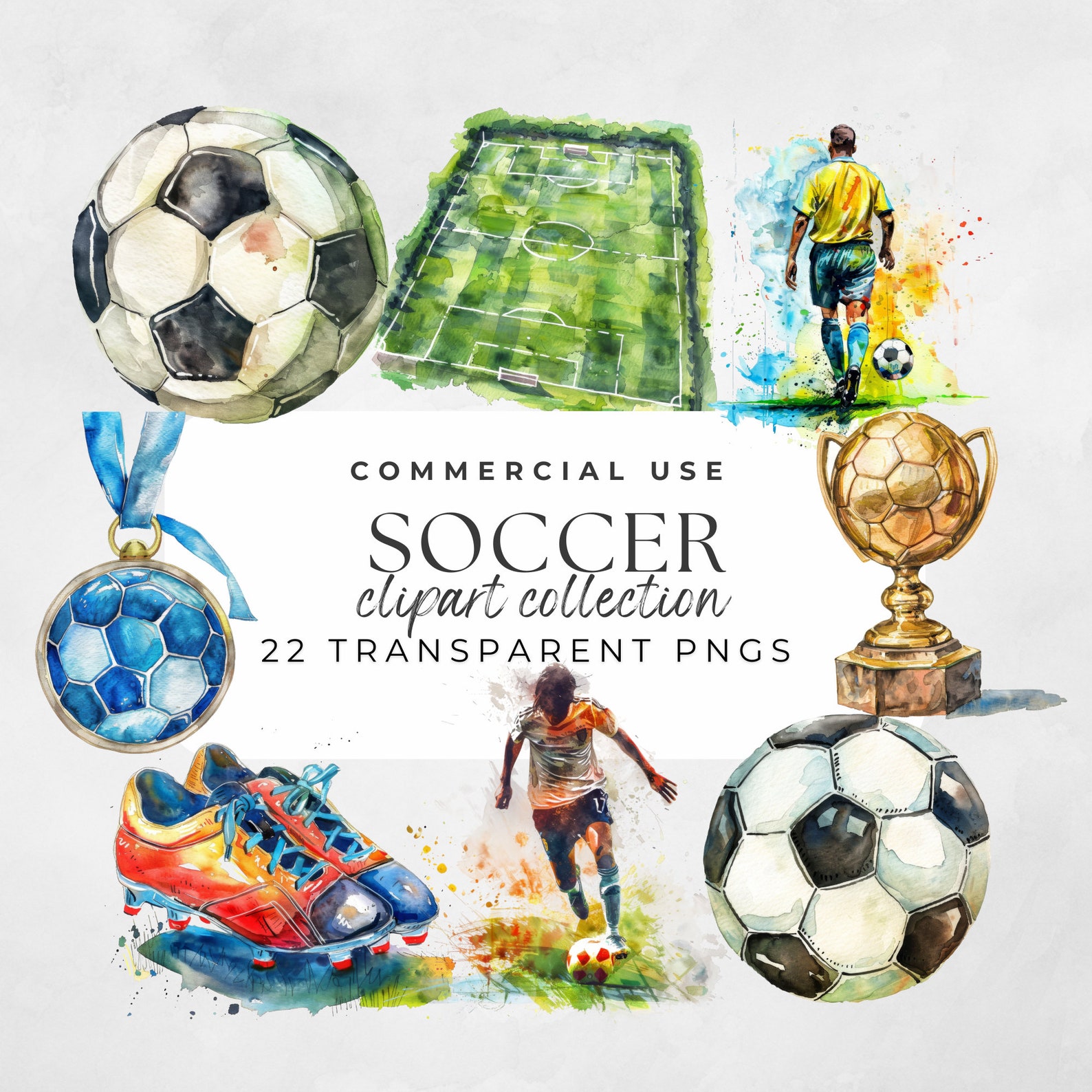 Watercolor Soccer Clipart, Sports Clipart, Soccer Clipart, Soccer Png ...