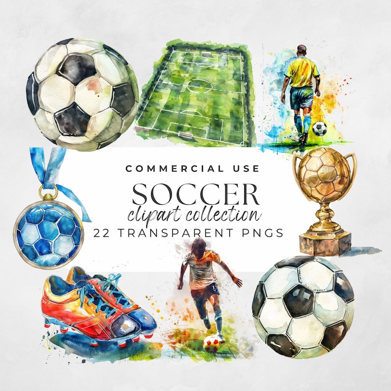 Watercolor Soccer Clipart, Sports Clipart, Soccer Clipart, Soccer Png ...