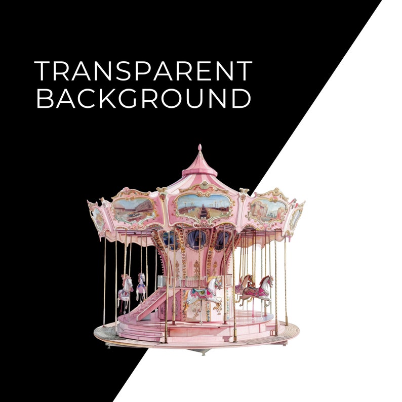 Watercolor Carousel, Carousel Clipart, Watercolor Clipart, Nursery ...