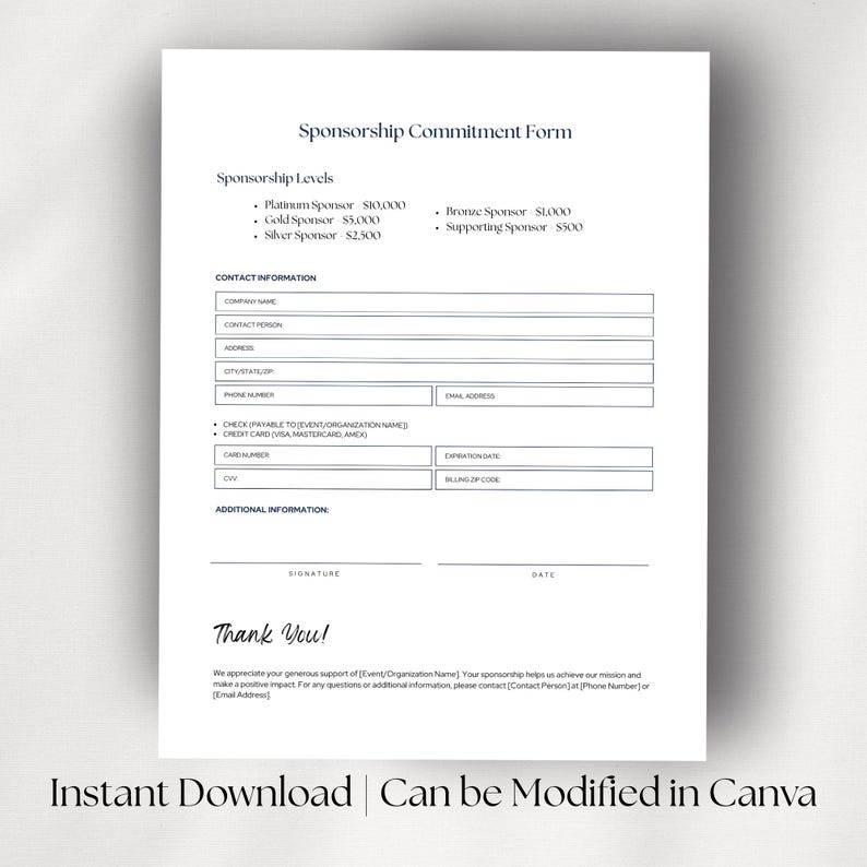 Sponsorship Level Form, Sponsorship Template, Sponsorship Flyer ...