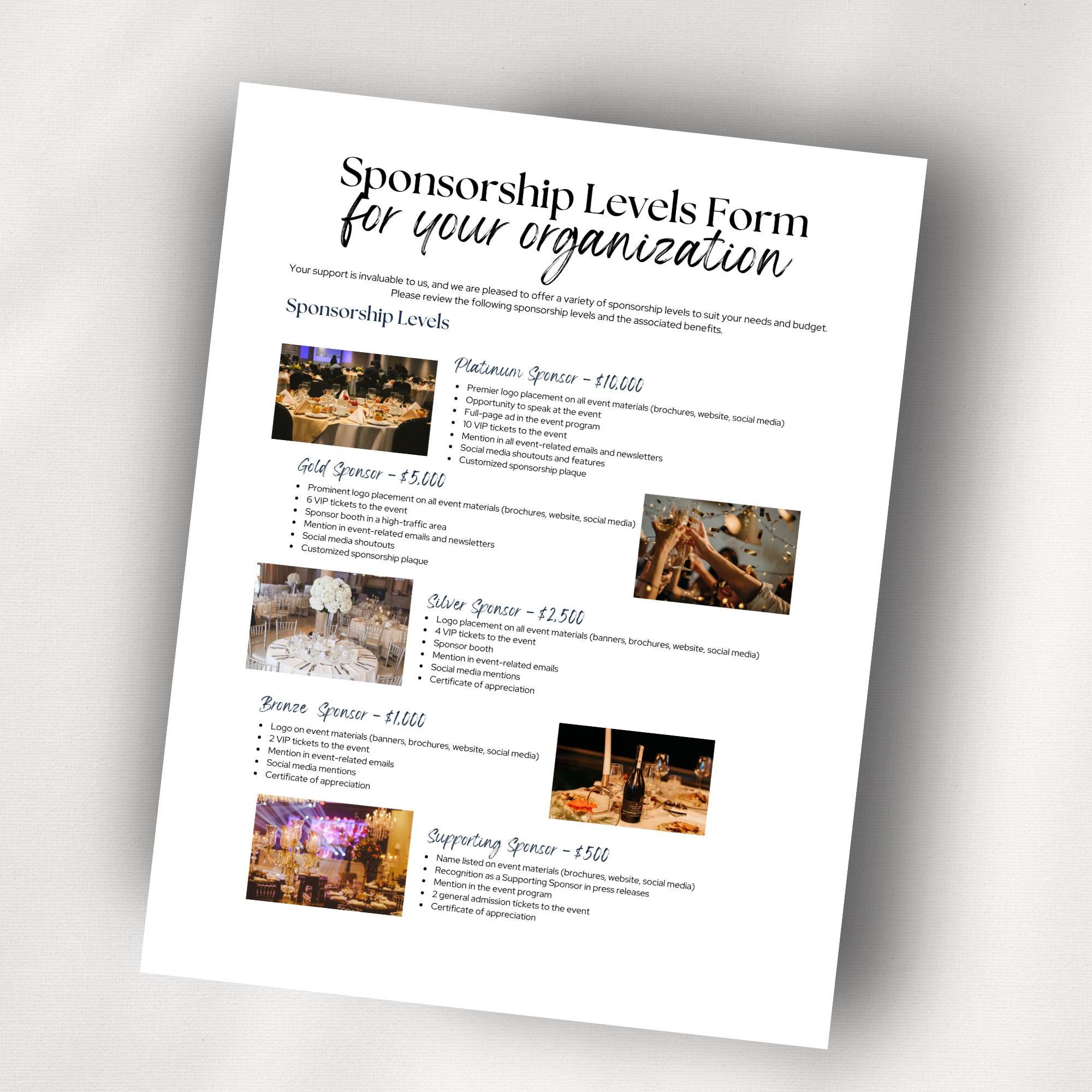 Sponsorship Level Form, Sponsorship Template, Sponsorship Flyer ...