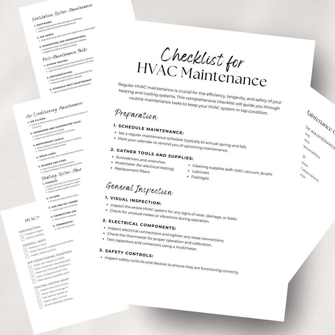 HVAC Maintenance Checklist, Hvac Templates, Hvac Contracts, Inspection ...