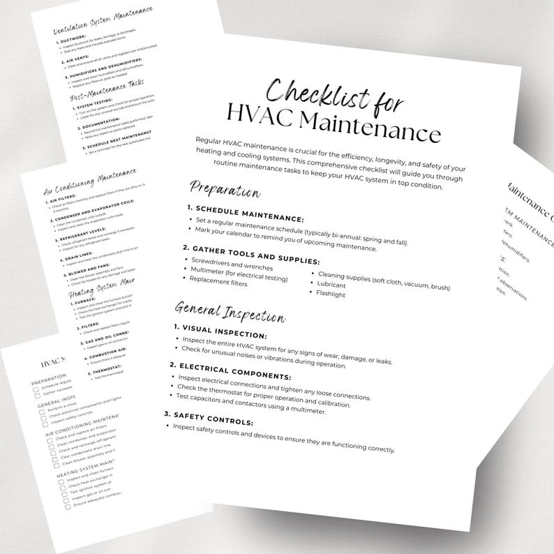 HVAC Maintenance Checklist, Hvac Templates, Hvac Contracts, Inspection ...