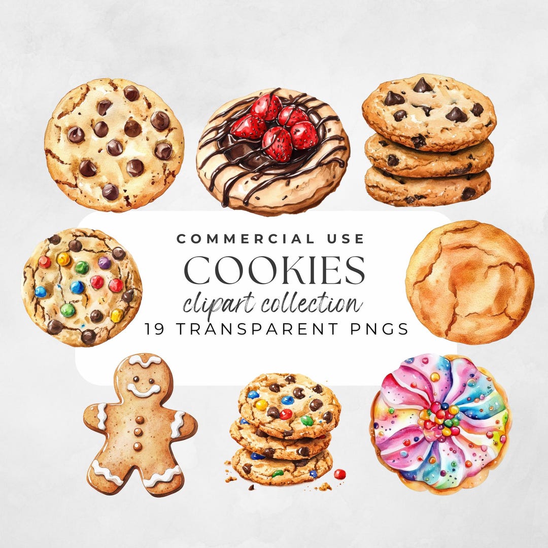 Cookies Clipart. Watercolor Christmas Clipart, Cookie Watercolor ...