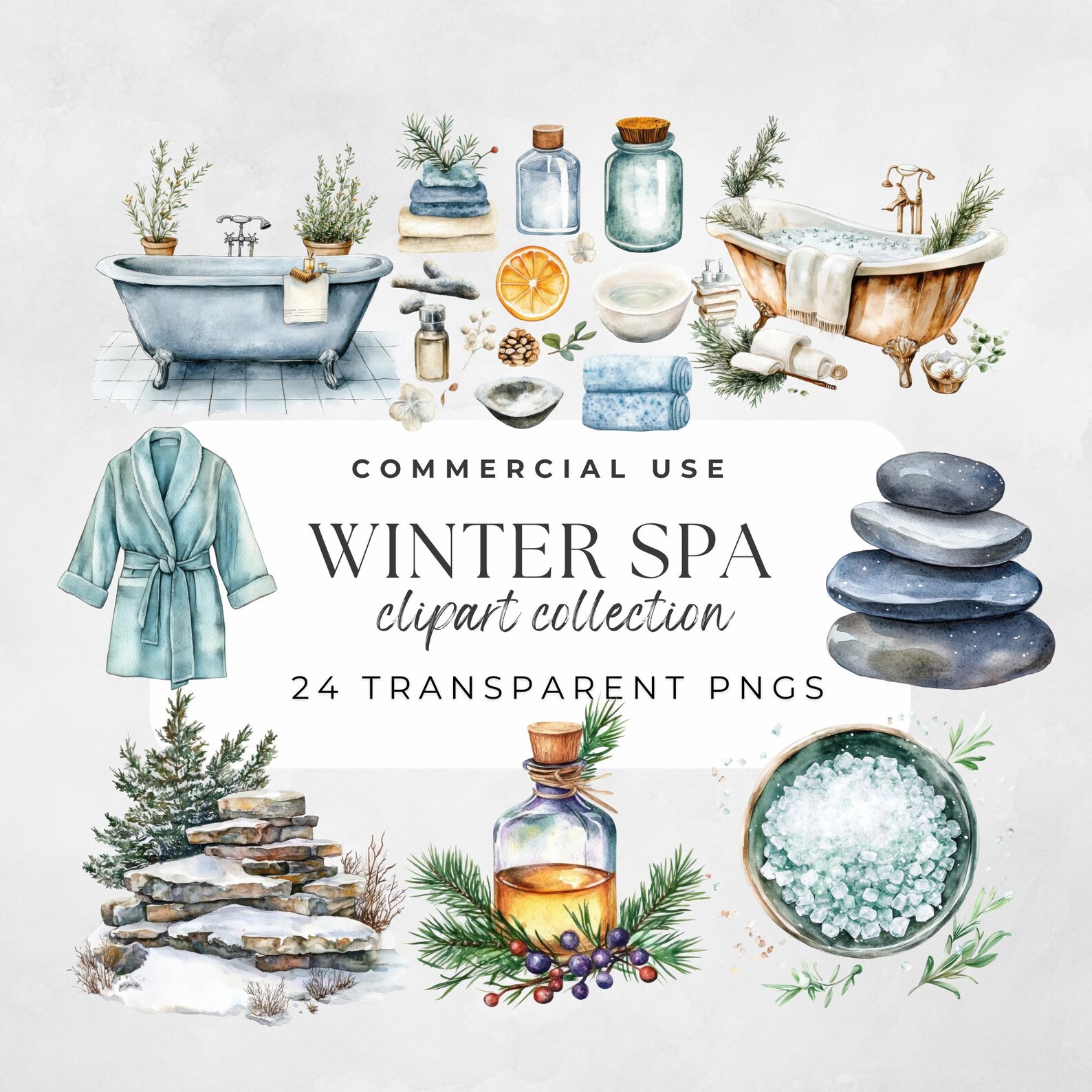 Winter Spa Clipart Spa Illustrations Spa Wellness Clipart Self Care ...
