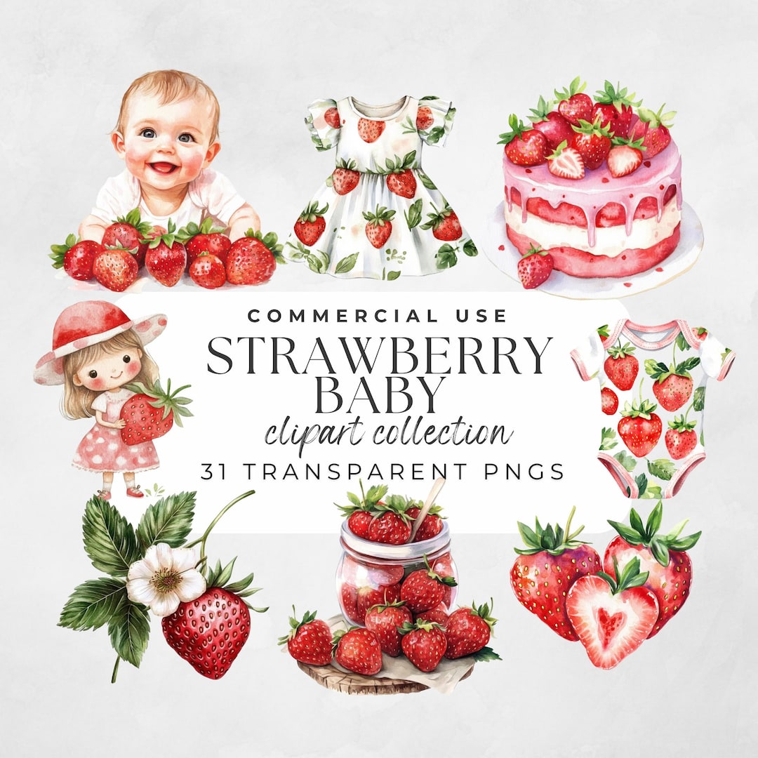 Strawberry Clipart, Strawberry Baby Girl, Strawberry Birthday ...