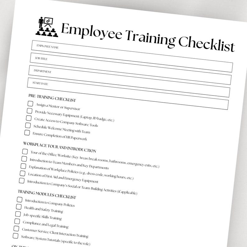 Employee Training Checklist Onboarding New Hire Checklist Onboarding ...