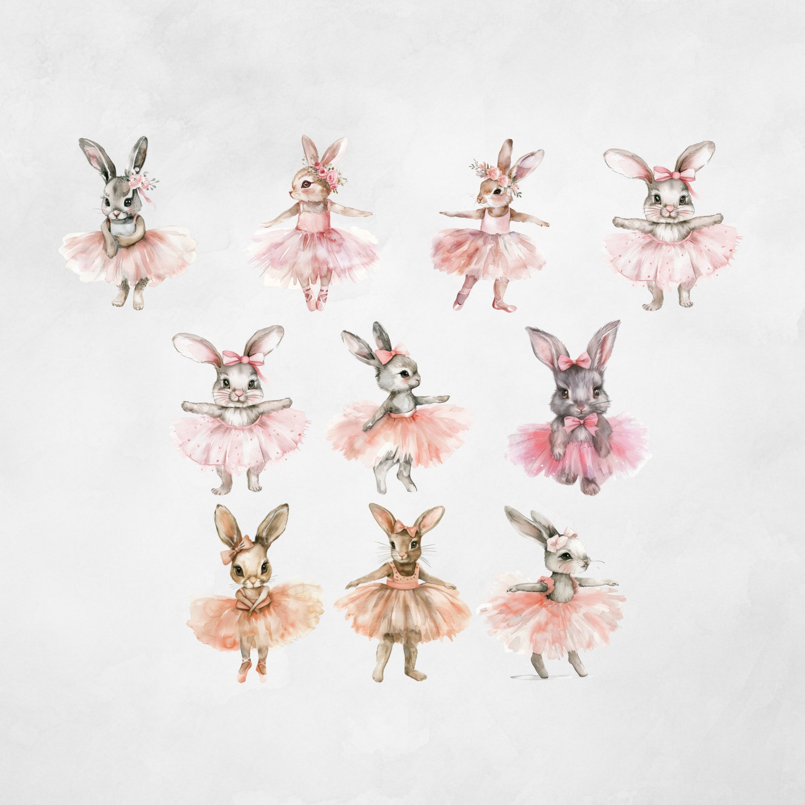 Bunnies Nursery Ballet Dance Clipart Watercolor Rabbit Ballerina Bunny ...