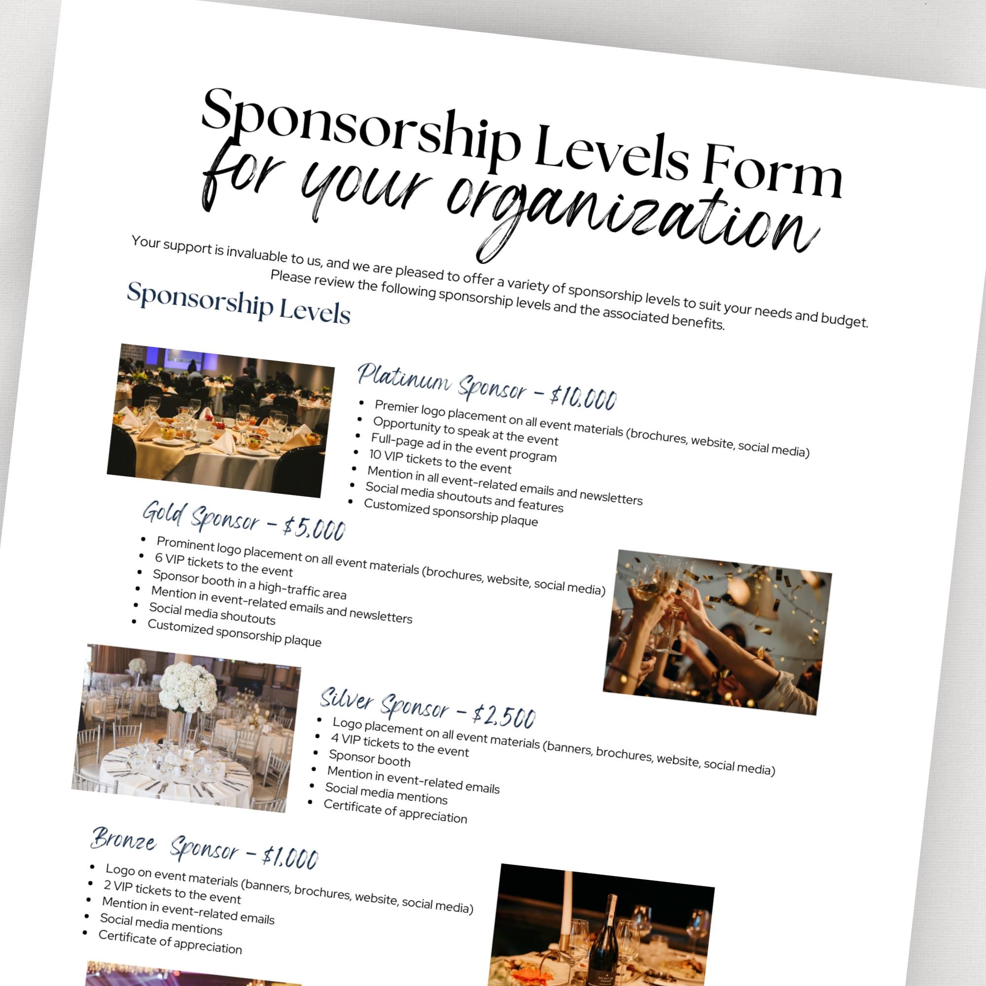 Sponsorship Level Form, Sponsorship Template, Sponsorship Flyer ...