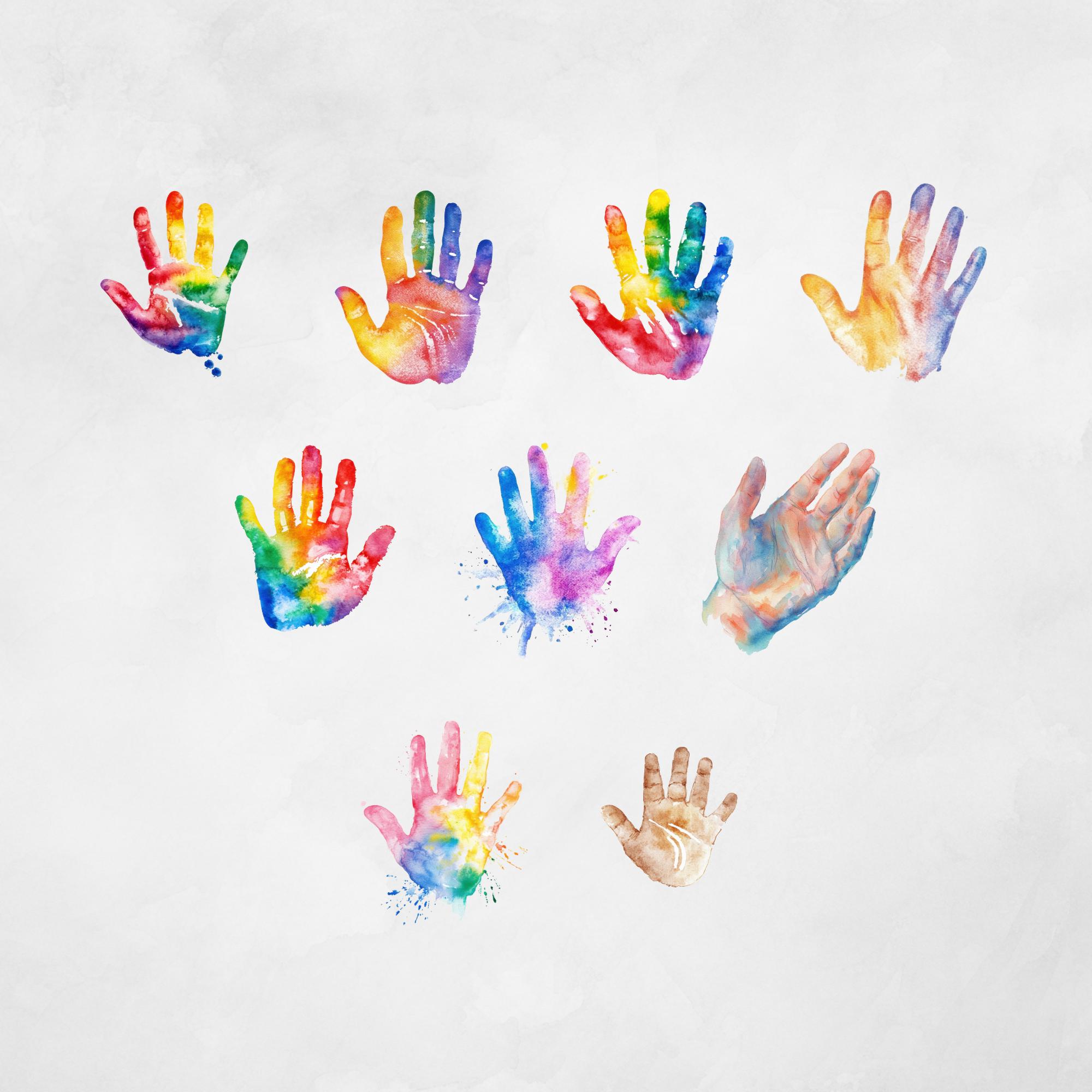 Handprint Clipart, Baby Handprints, Rainbow Handprints, Hands Graphics ...