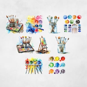 Paint Brush Clipart, Art Supplies Clipart, Artist Clipart, Watercolor ...