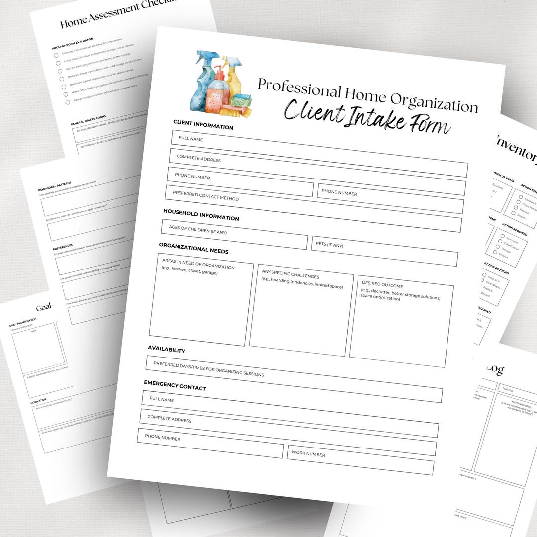 Home Organizer Intake Forms, Professional Organizer Services, Declutter ...