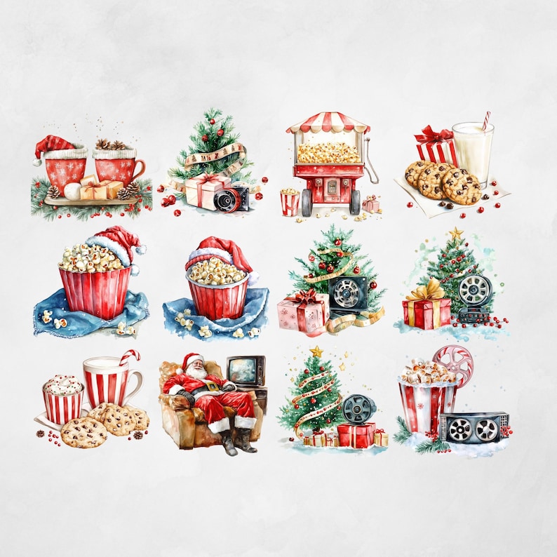 Christmas Movie Night Clipart, Christmas Night, Christmas Eve Clipart ...