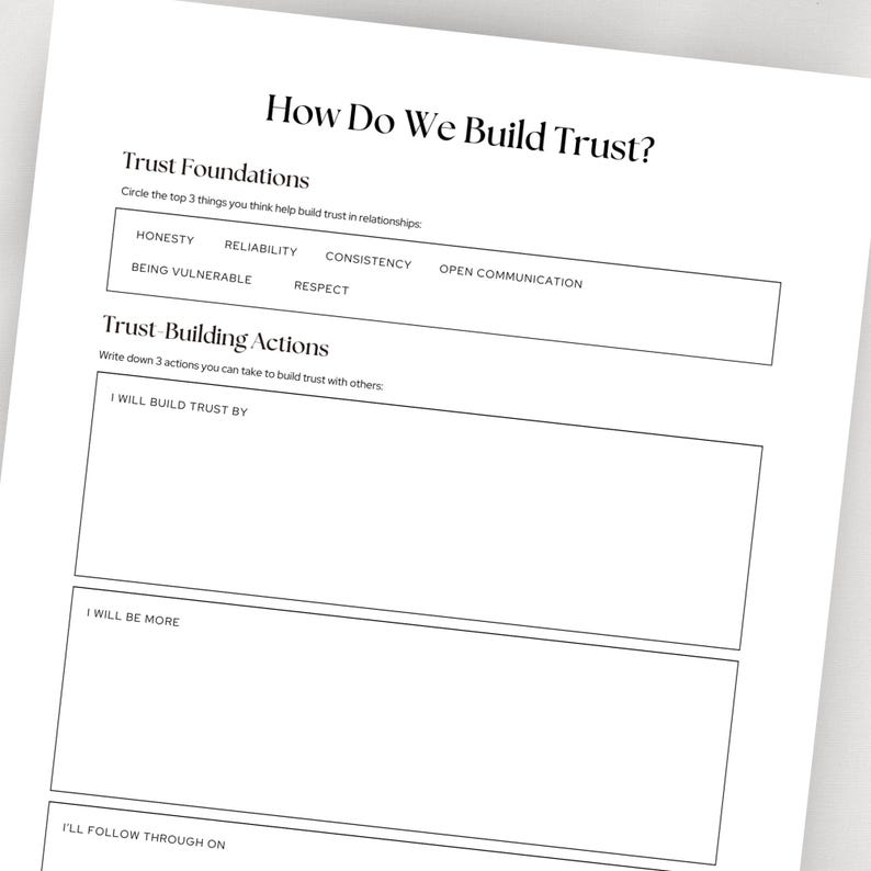 Building Trust Worksheets Conflict Resolution Couples Counseling ...