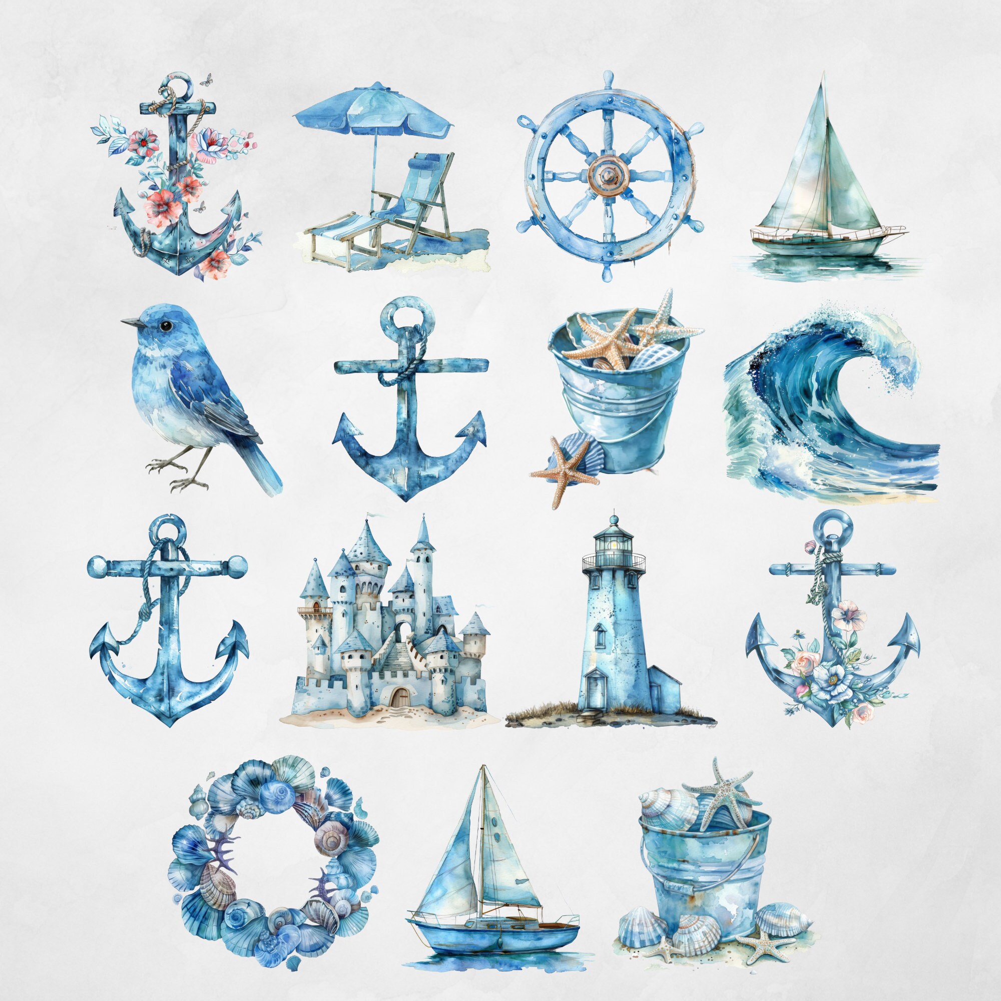 Nautical Clipart, Watercolor Sailboat Png, Sail Boat Clip Art, Sailing ...
