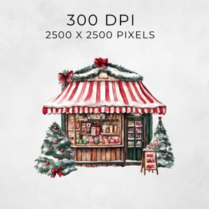 Christmas Candy Shop Clipart, Candy Cane Clipart, Christmas Storefront ...