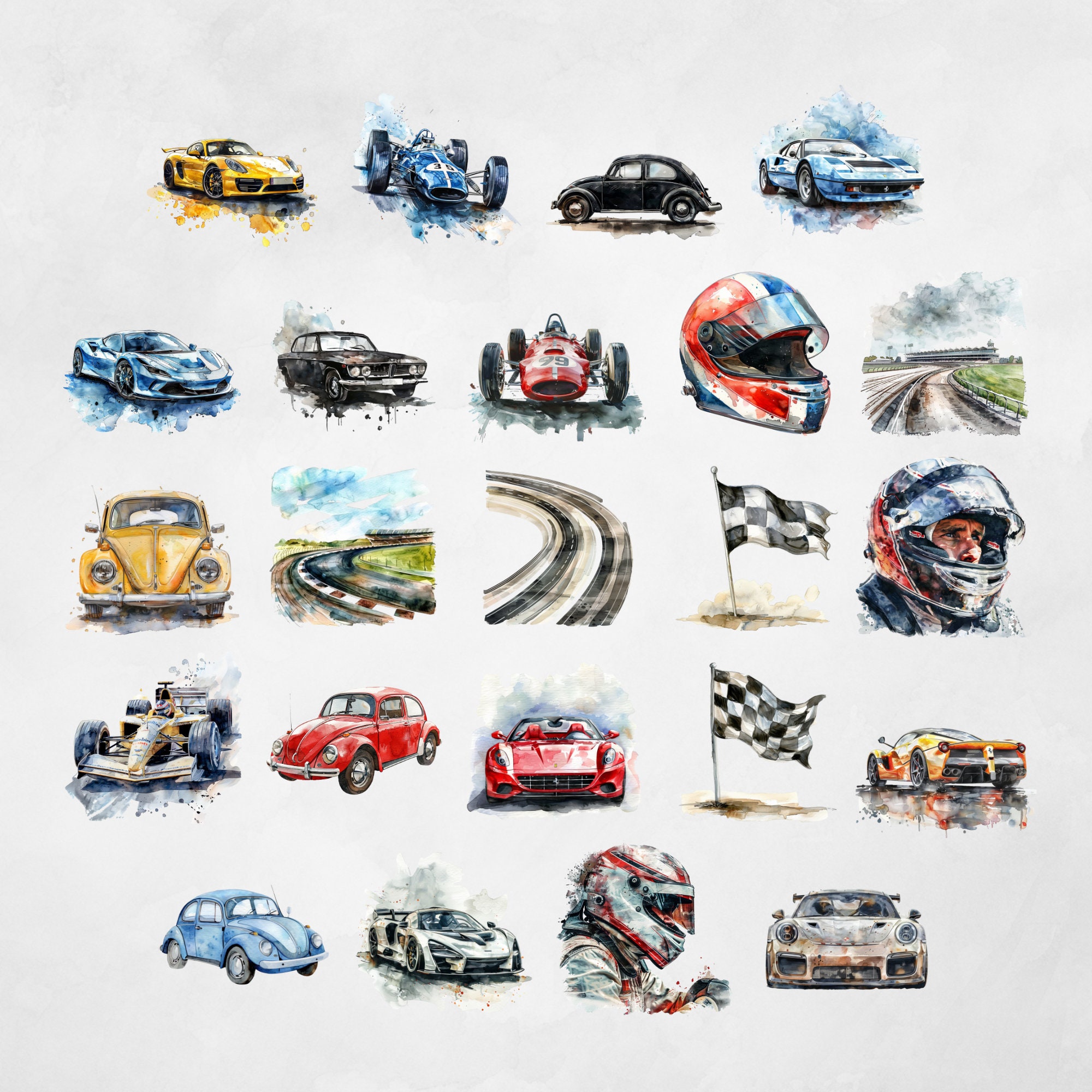 Watercolor Race Car Clipart, Race Car, Baby Boy Sport Cars, Nursery ...