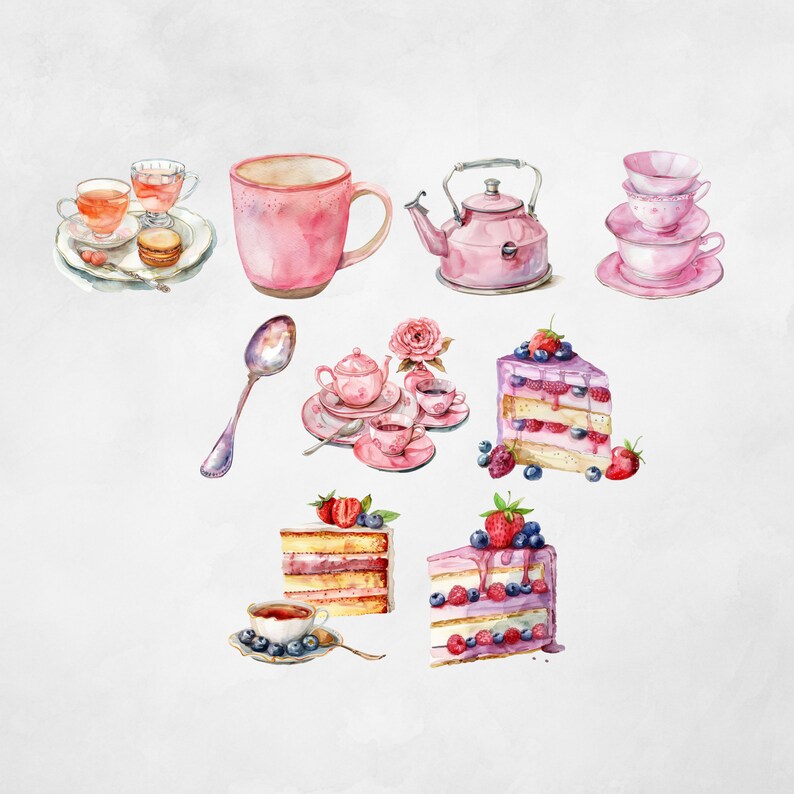 Tea Party Clipart, Tea Time Clipart, Watercolor Tea Party, Teacup Tea ...