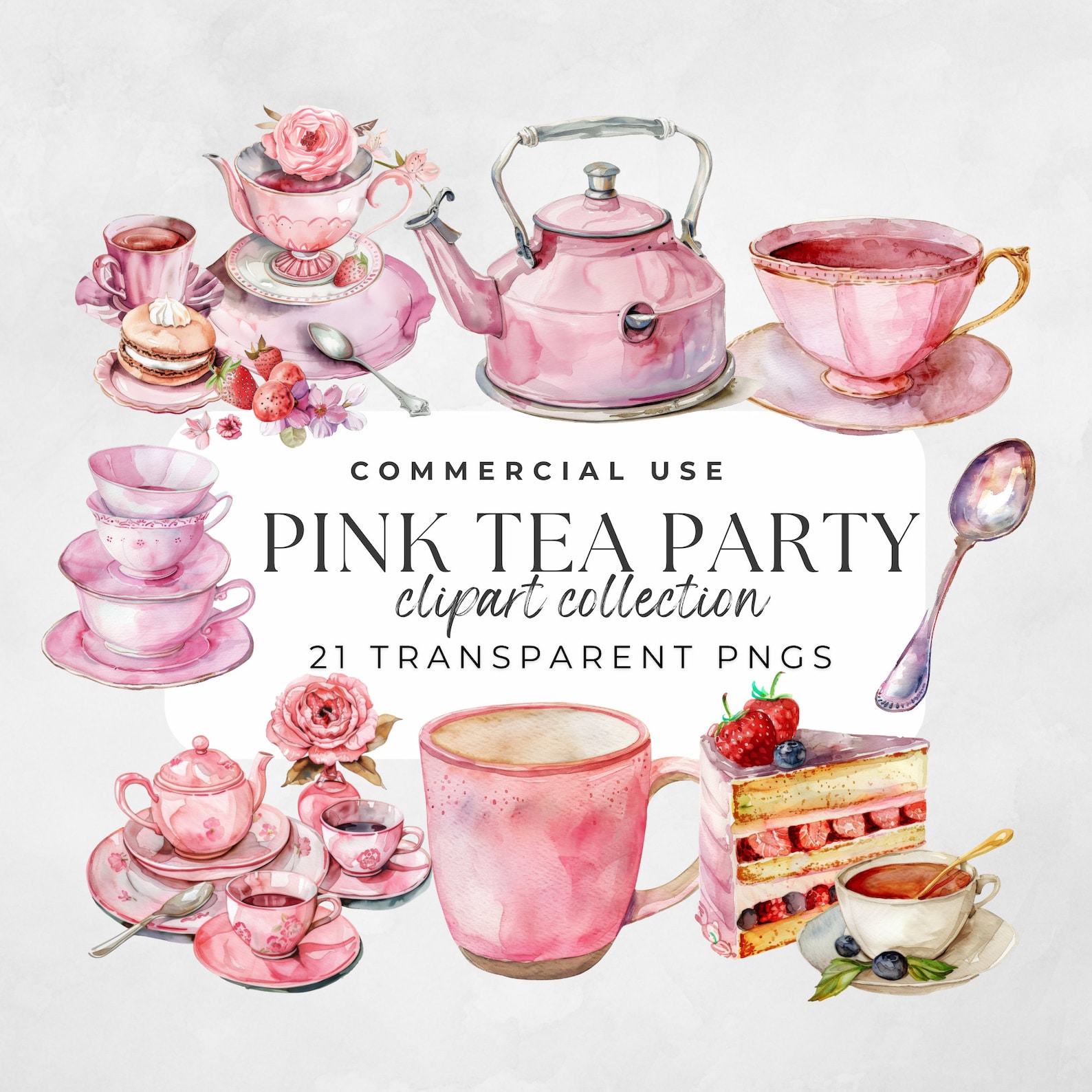 Tea Party Clipart, Tea Time Clipart, Watercolor Tea Party, Teacup Tea ...