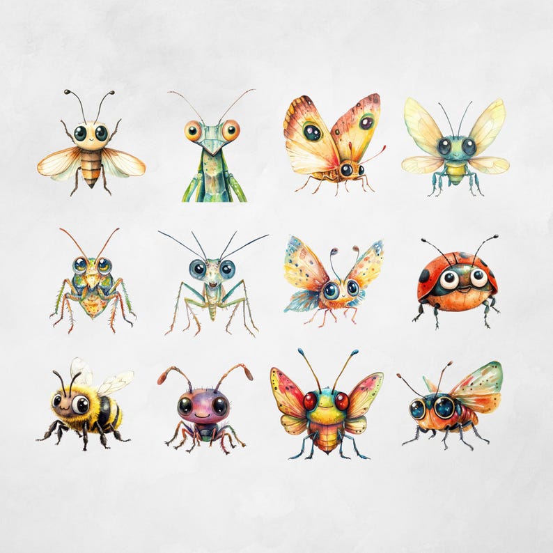 Quirky Bug Clipart, Funny Insects, Quirky Insects, Cute Insect Clipart ...