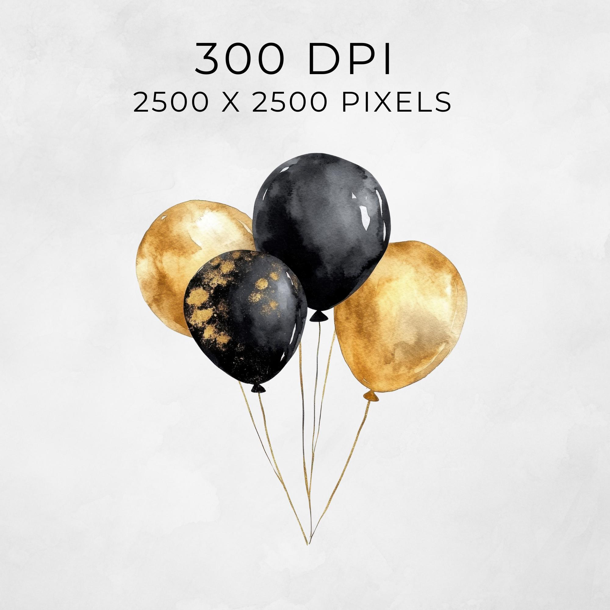Black Gold Balloon Clipart New Years Clipart Party Clipart Celebration ...