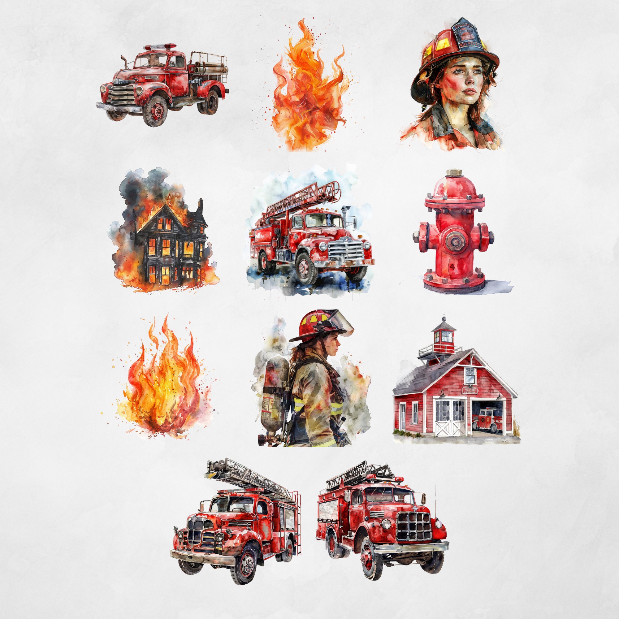 Fire Truck Clipart, Firefighter Clipart, Fire Truck Png, Fire Station ...