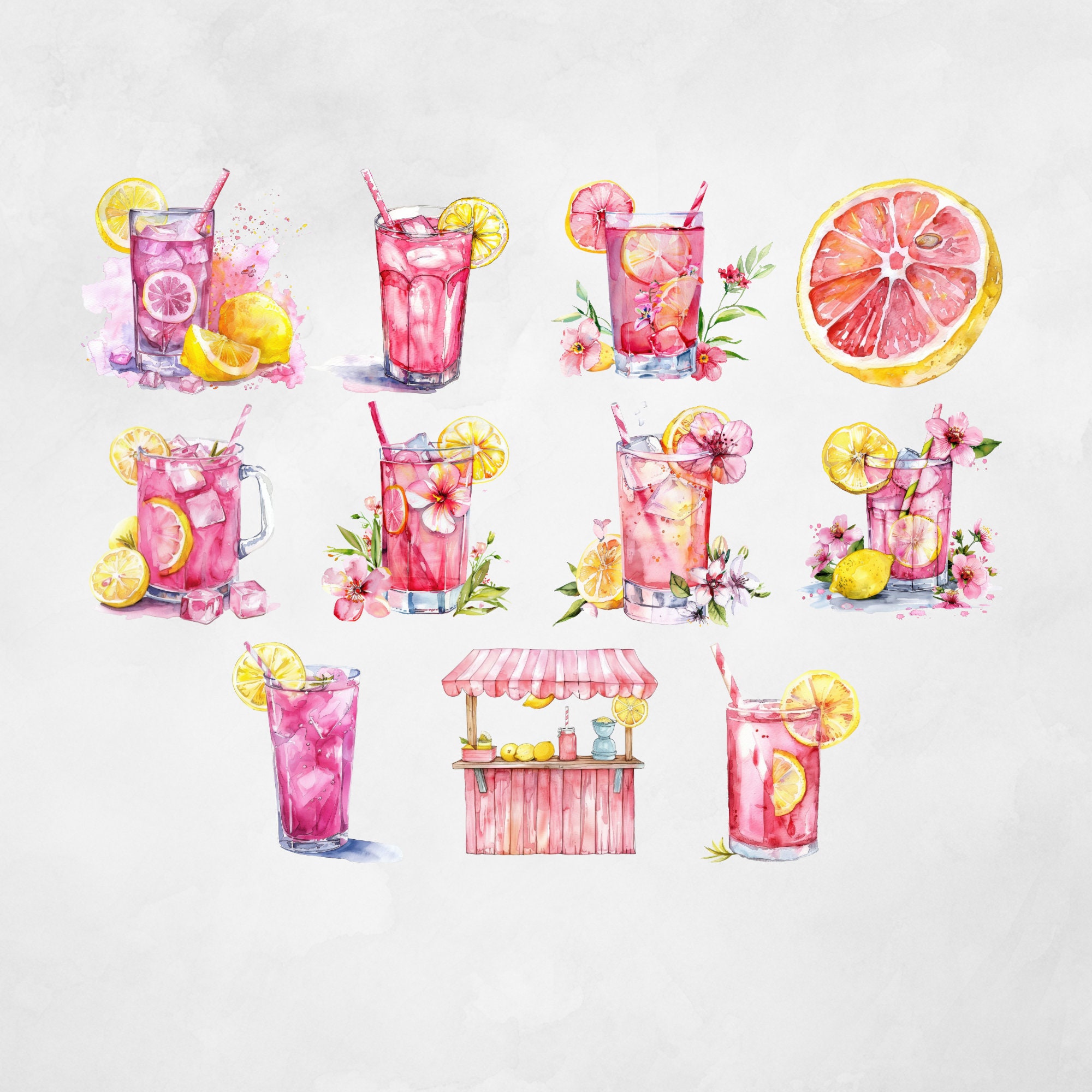 Pink Lemonade Clipart, Watercolor Lemonade, Pink Lemonade Png, Summer ...