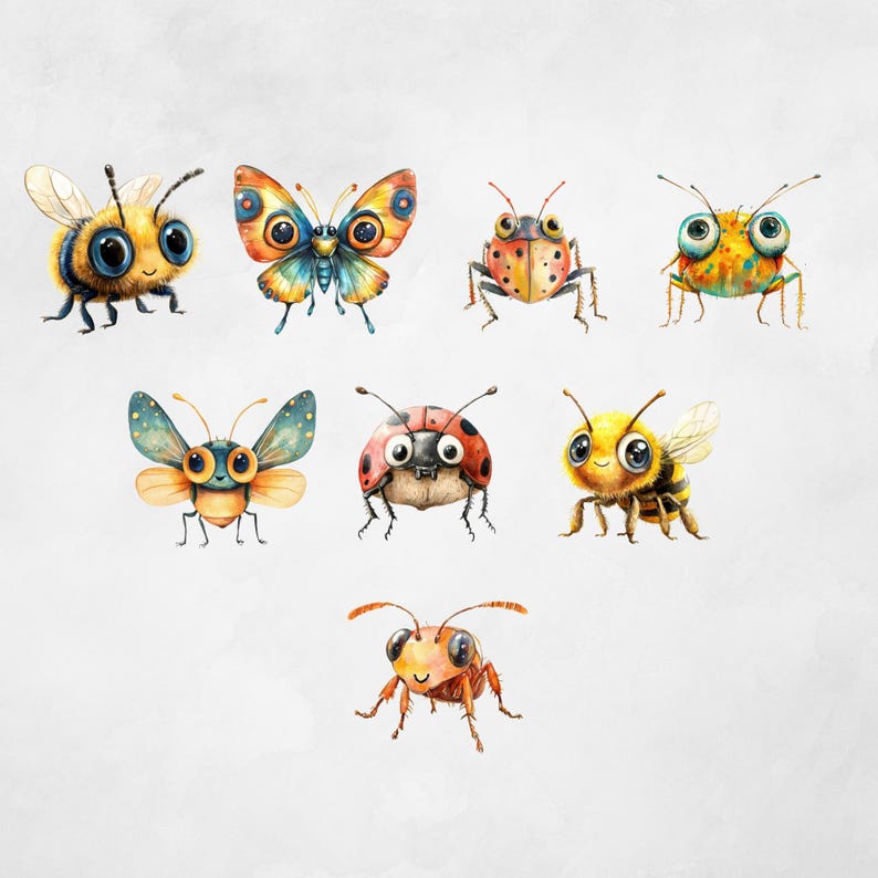 Quirky Bug Clipart Funny Insects Quirky Insects Cute Insect Clipart ...