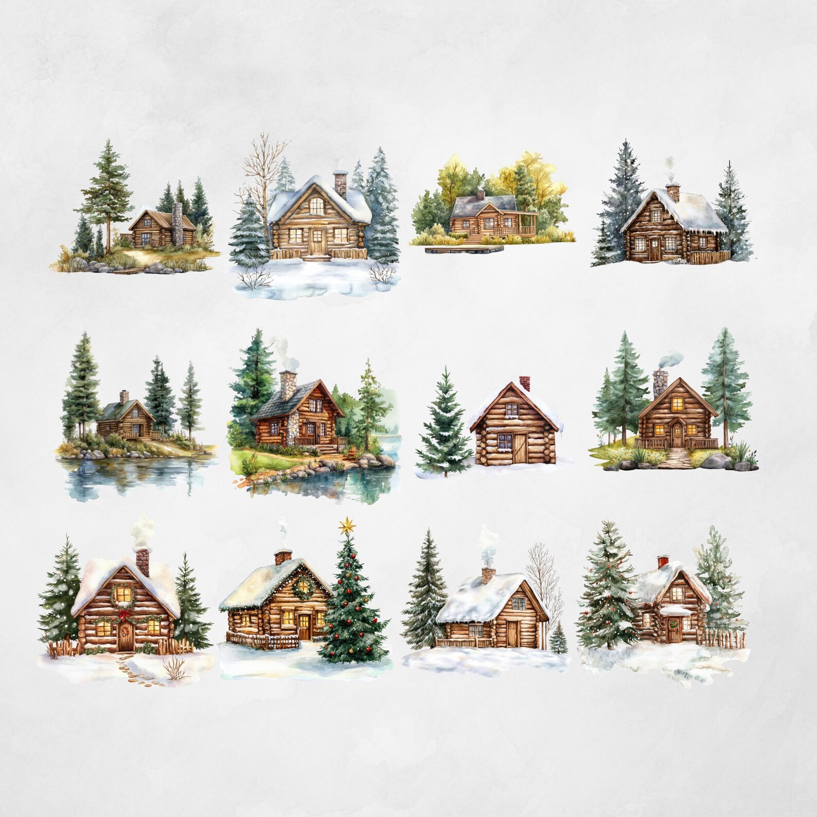 Log Cabin Clipart, Cabin in the Woods, Snowy Log Cabin, Log Cabin ...
