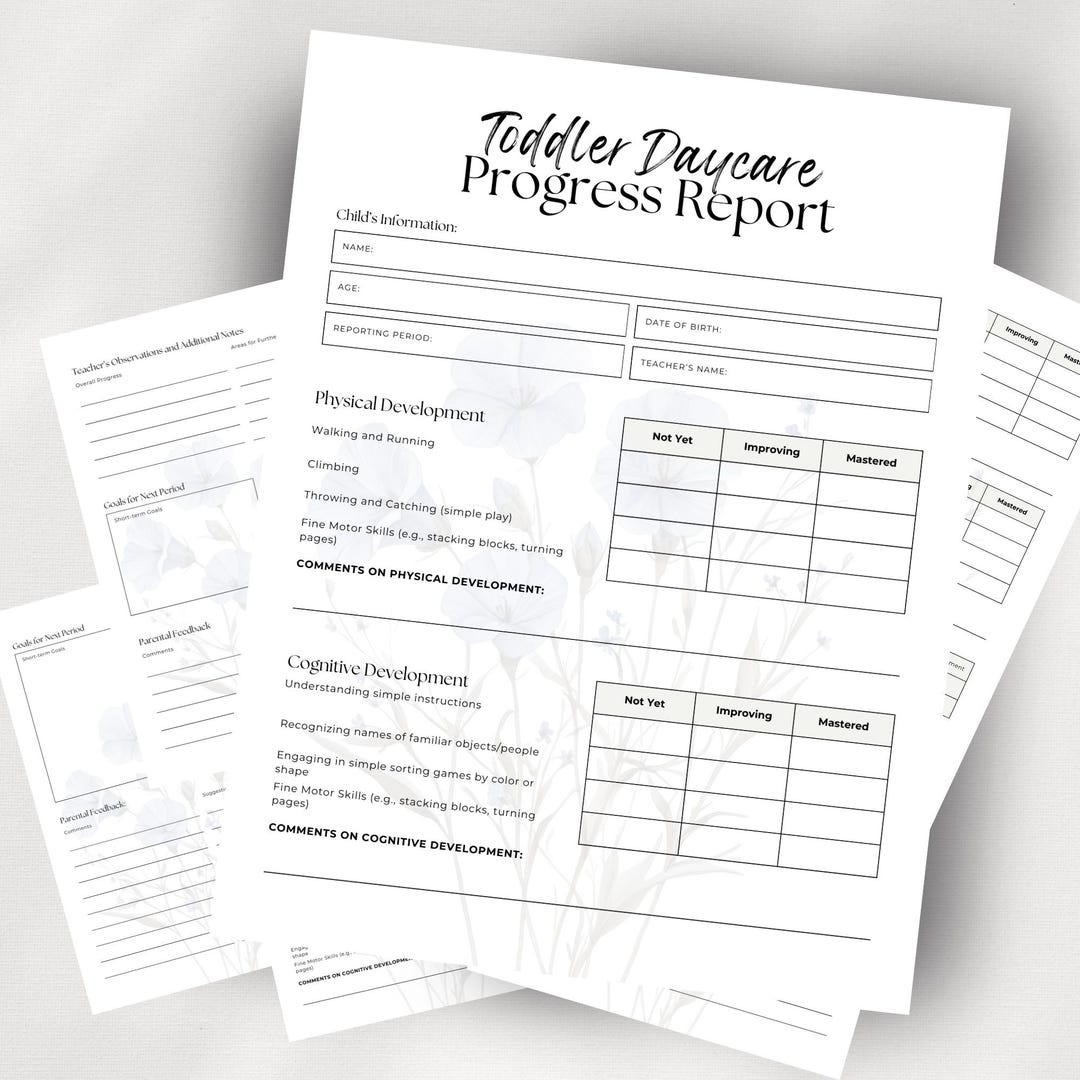 Daycare Progress Report Childcare Report Preschool Report Preschool ...