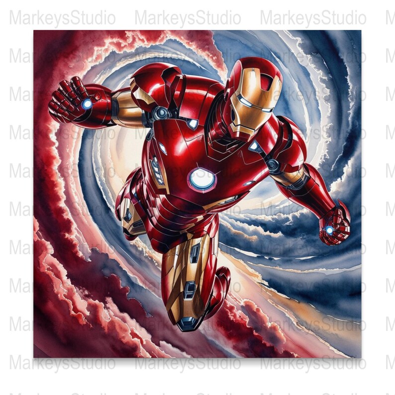 Marvels Iron Man Digital Art Print Bundle, Watercolor Wall Art Decor ...