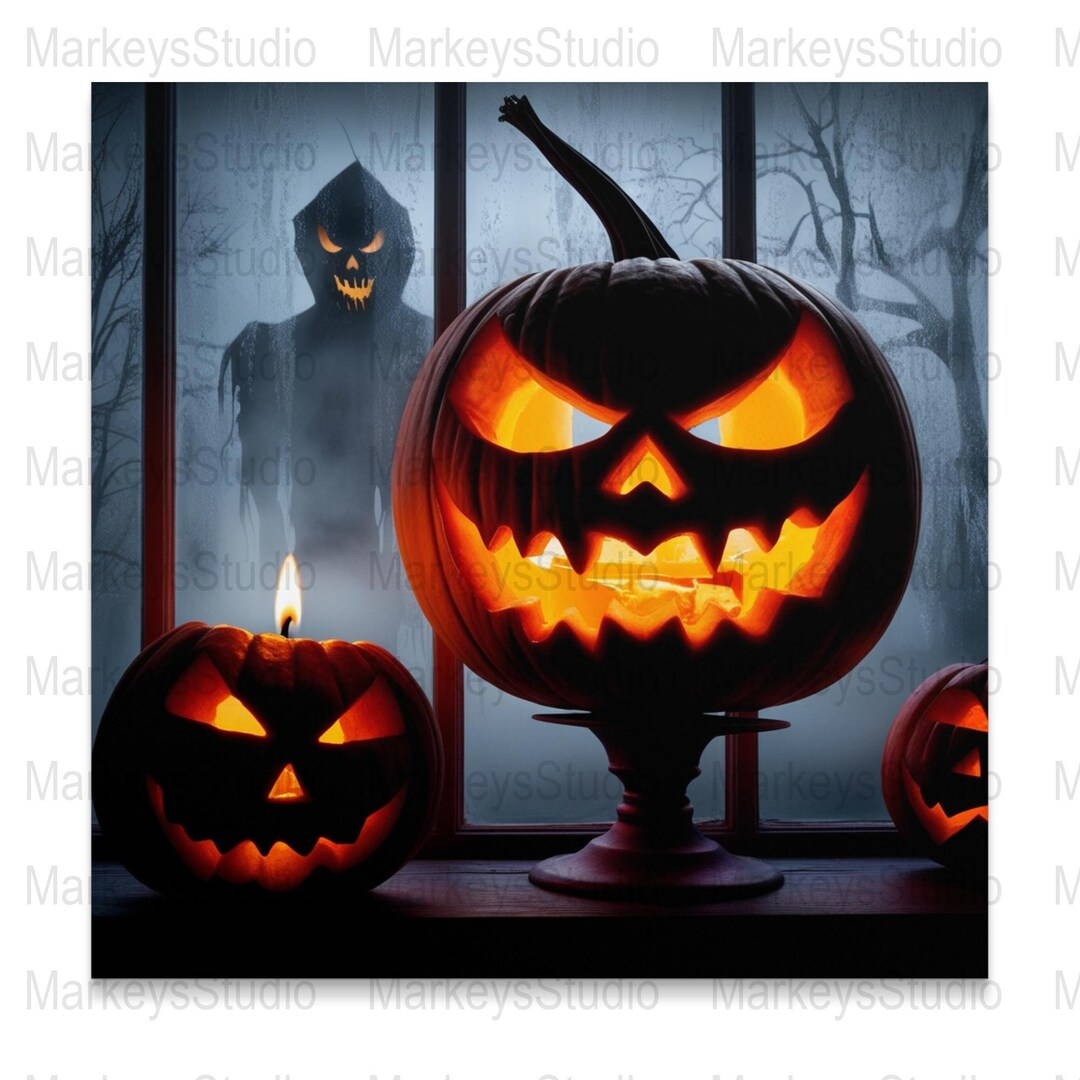 Spooky Halloween Digital Art Bundle, Scary Pumpkin Images, Haunted ...