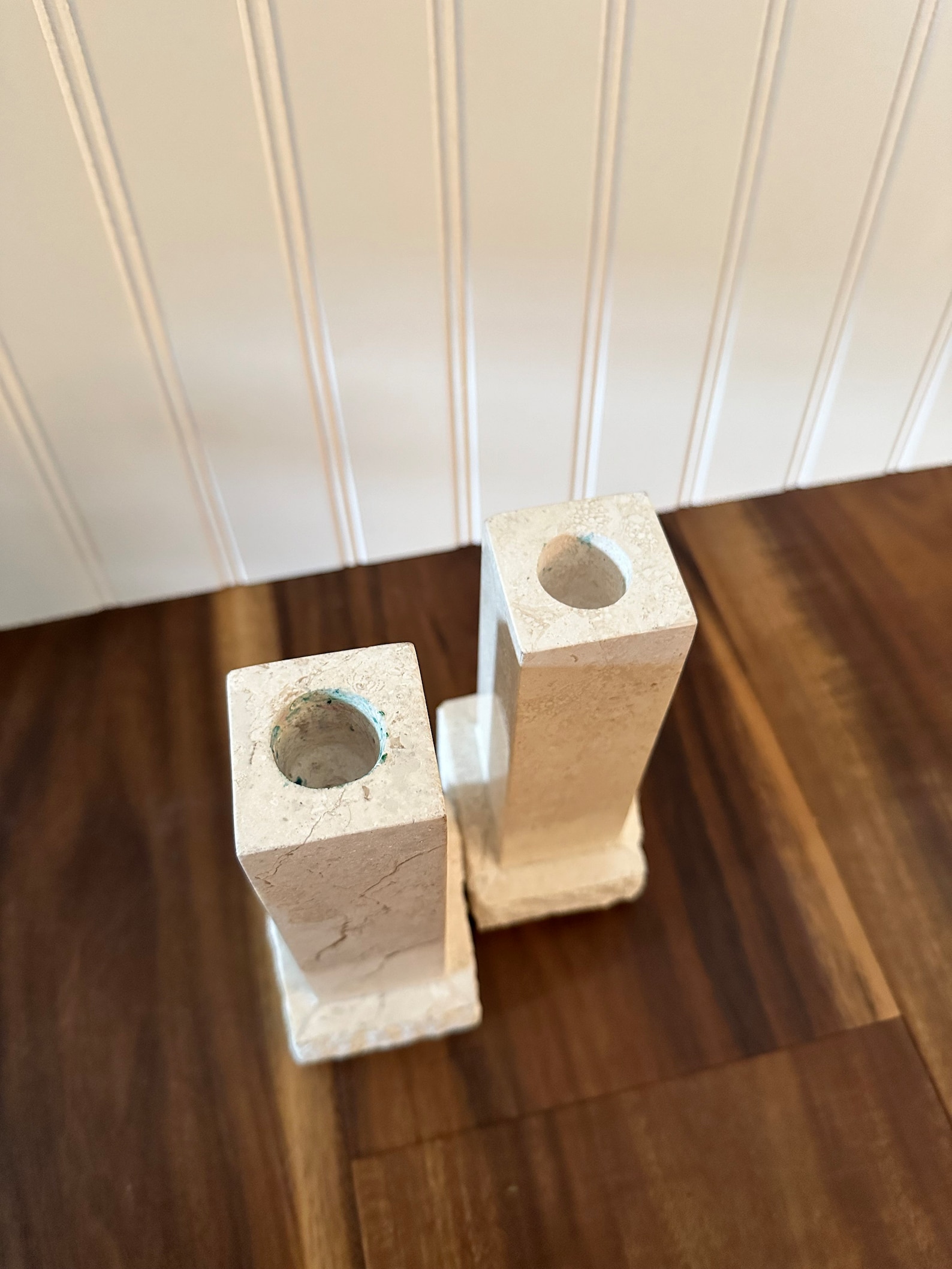 Renoir Designs Travertine Candlesticks - Etsy