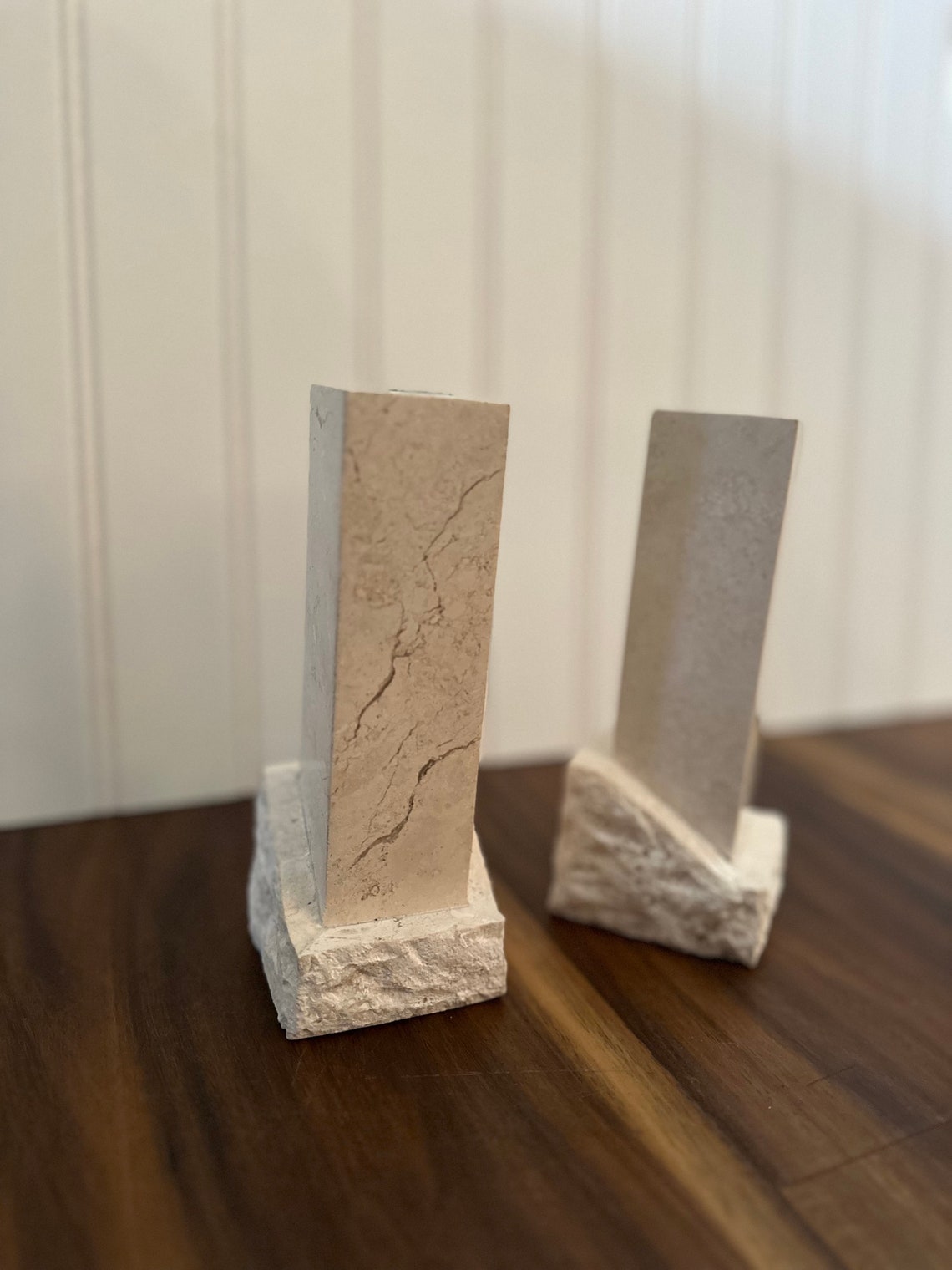 Renoir Designs Travertine Candlesticks - Etsy