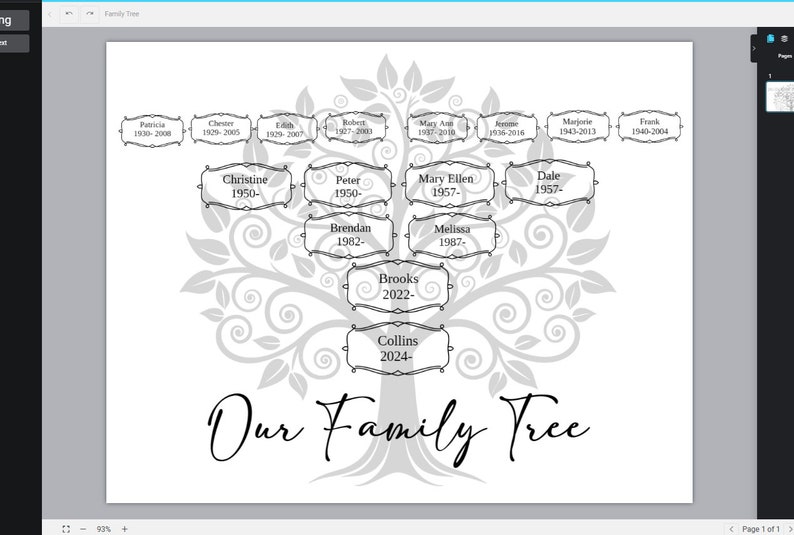 Family Tree Editable Template - Etsy