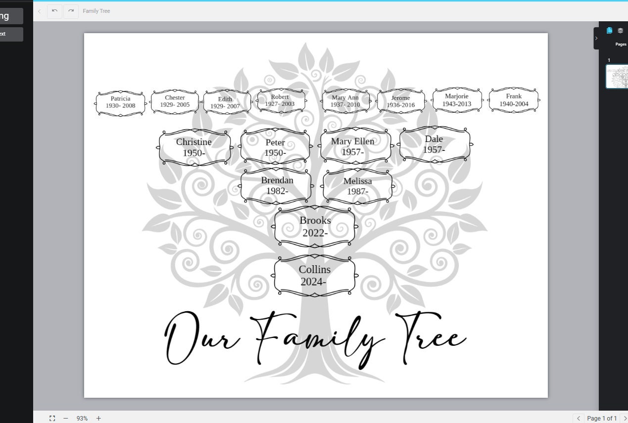 Family Tree Editable Template - Etsy