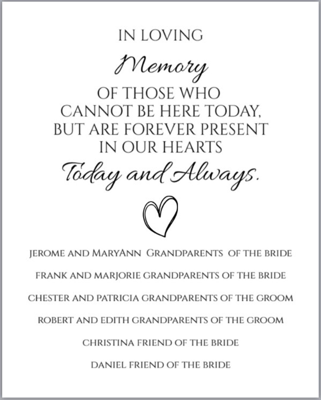 In Loving Memory Sign Template - Etsy