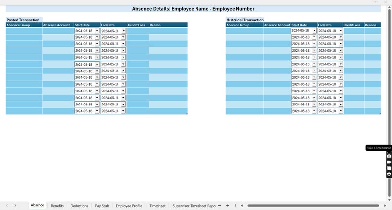 Employee Time Tracking, Hourly Timesheet, Digital Timesheet, Monthly ...