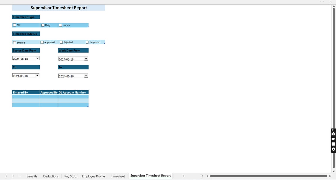 Employee Time Tracking, Hourly Timesheet, Digital Timesheet, Monthly ...
