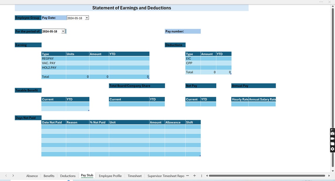 Employee Time Tracking, Hourly Timesheet, Digital Timesheet, Monthly ...