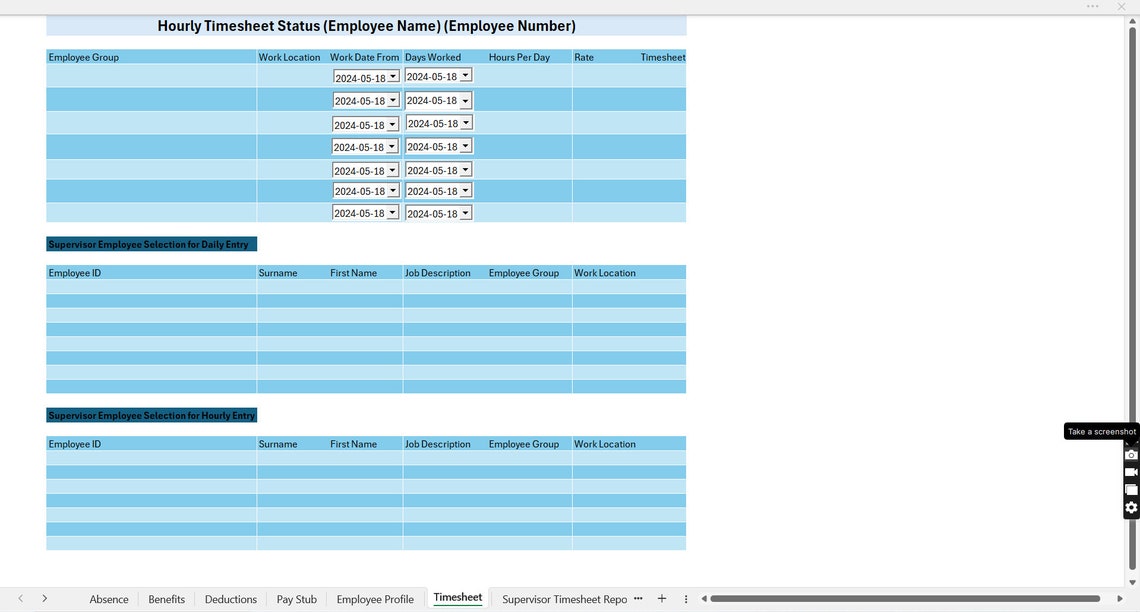 Employee Time Tracking, Hourly Timesheet, Digital Timesheet, Monthly ...