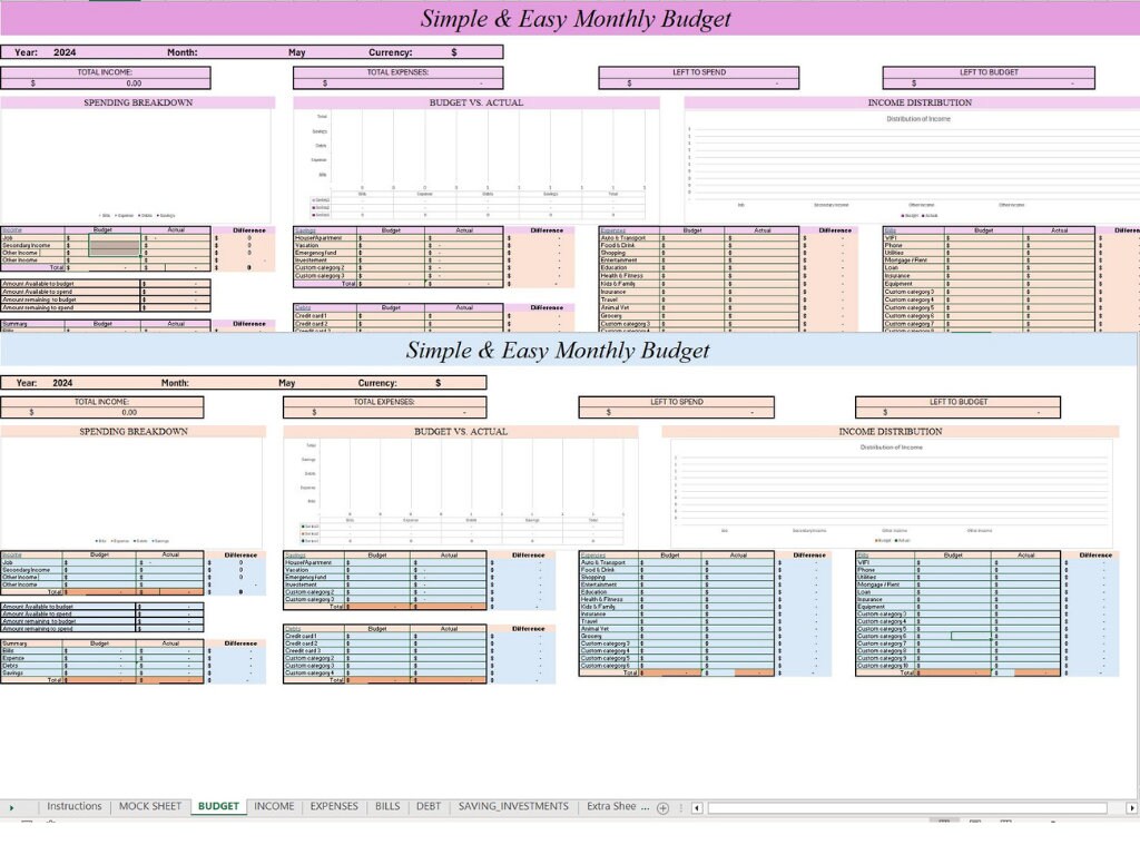 Annual & Monthly Budget Template in Excel or Google Spreadsheet ...