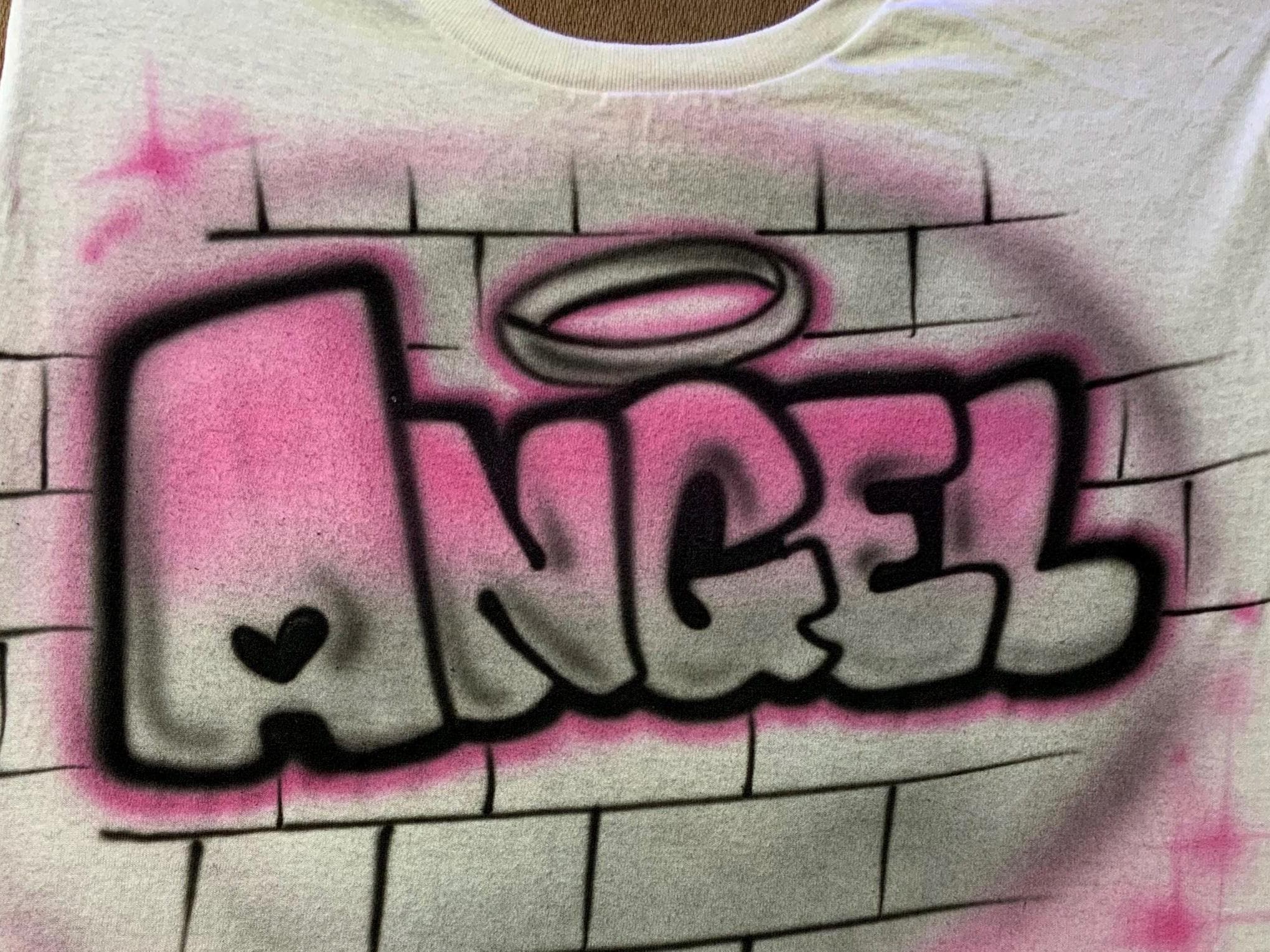 Custom BRICKWALL NAME Airbrush T-shirt - Personalized Design Graffiti ...