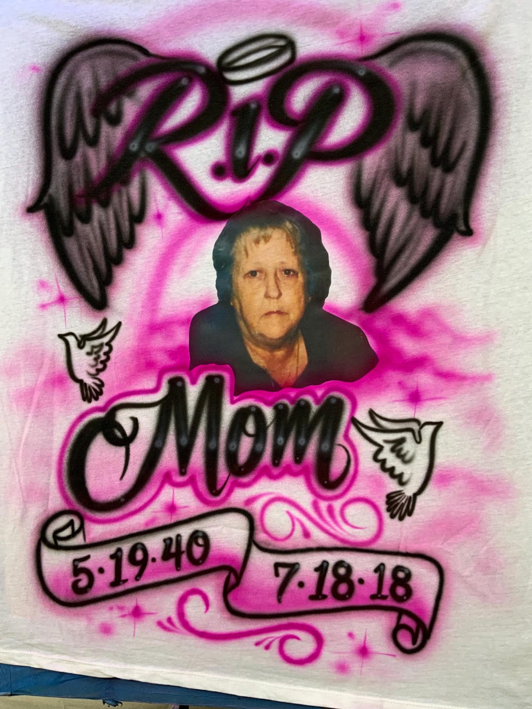 Custom Memorial Design - Custom Airbrush Spray Paint Shirt - Kids - Adults -memorial Party ...