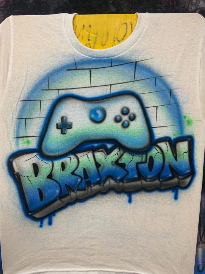 Custom Gamer Airbrush T-shirt - Personalized Design Graffiti Spray ...