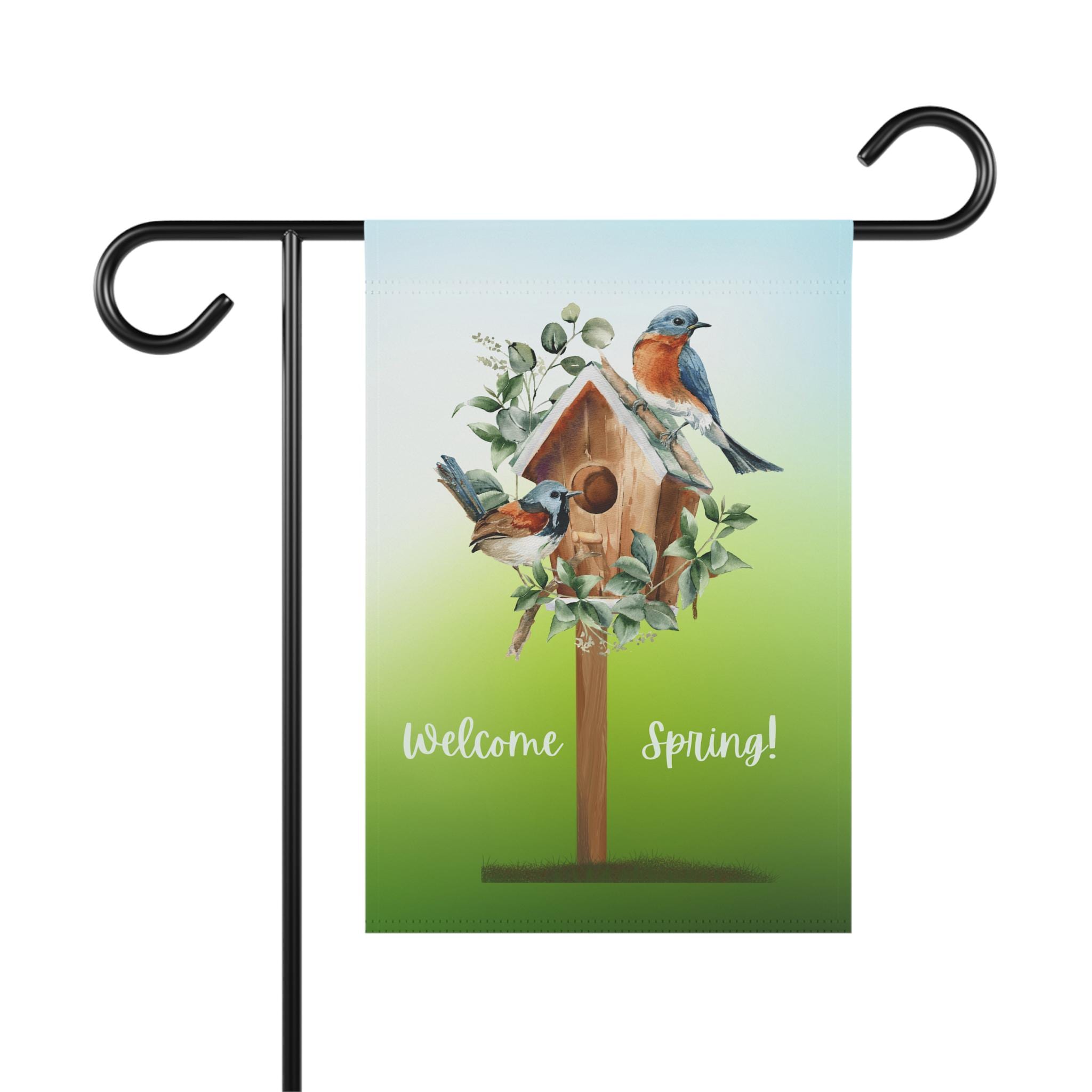 Welcome Spring Birds and Birdhouse Garden Flag, Garden Gift - Etsy