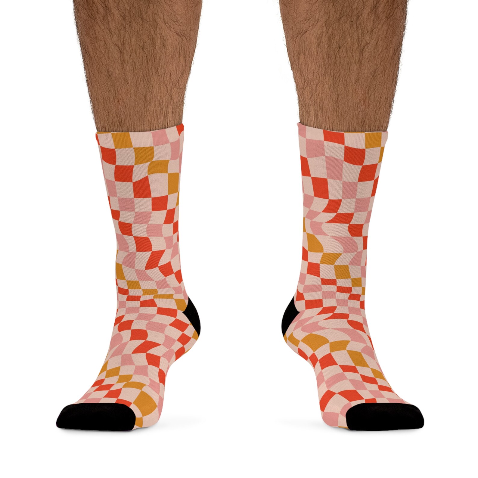 Checkered Recycled Socks Pink Gradient Socks Checkered Pattern ...