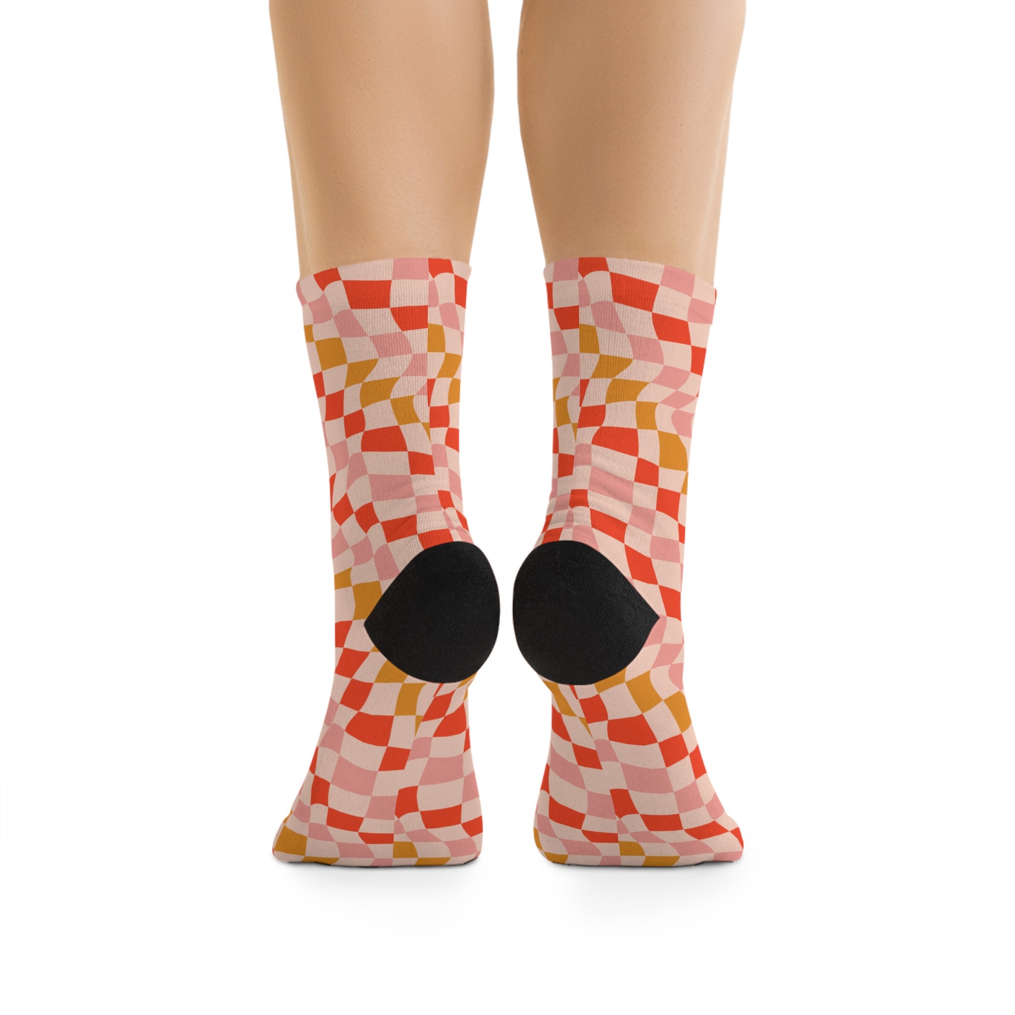 Checkered Recycled Socks Pink Gradient Socks Checkered Pattern ...